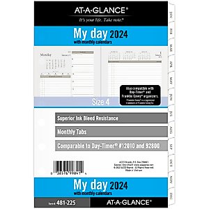 AT-A-GLANCE 2024 Daily Planner Two Page Per Day Refill, 5-1/2" x 8-1/2", Desk Size, Loose-Leaf (481-225-24)