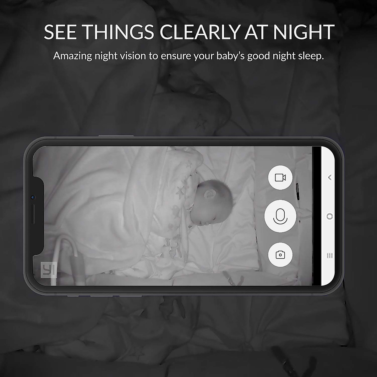 KAMI by YI Smart Baby Monitor with Camera and Audio, Encrypted WiFi HD Video, Sleep Tracking, Night Vison and Light, 360° Speaker, Room Temperature & Humidity Sensors, Works w/Alexa & Google