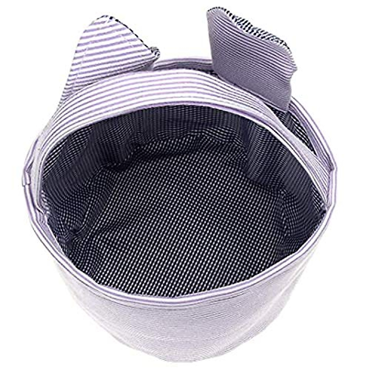 Easter Basket Seersucker Egg Hunt Bunny Baskets for Kids Children,Easter Egg Hunt Bucket Bunny Ear Egg Hunting Candy Carry Basket Party Gifts (Purple)