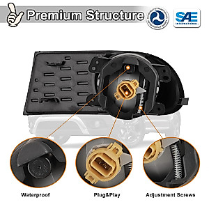 Fog Light Set for 2010-2020 Dodge Journey w / Bulb + Black Bezel Cover, OEM Bumper Driving Fog Light Lamps Assembly w / Wiring Harness Kit & Switch, Fog Lamp Replacement - PS 12V 24W Clear Lens