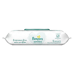 Pampers Sensitive Wipes Travel Pack 56 Count, (Pack of 8)