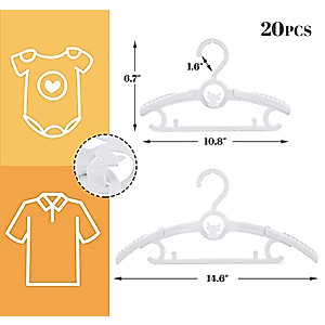 HOUÍSM Baby Hangers Adjustable for Nursery, 20Pack Cream White Baby Clothes Hangers, Cascading Fox Rack for Newborn Infant Toddler Child Closet, Boy Girl Connecting Bottom Hangers with Coat & Pants