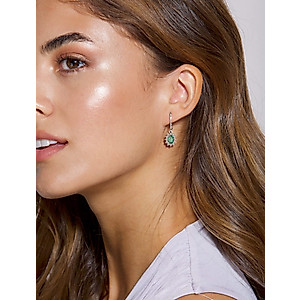 YL Women's Dangle Drop Earrings Sterling Silver Halo Princess Diana Leverback Earrings Created Emerald Jewelry