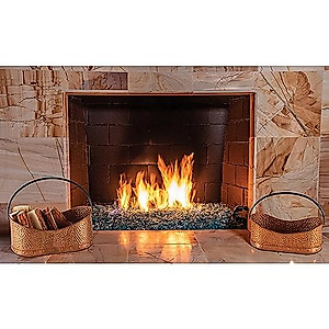 47th & Main Metal Baskets Rustic Hammered Iron Storage Basket Set with Handles, 2-Count, Copper Finish