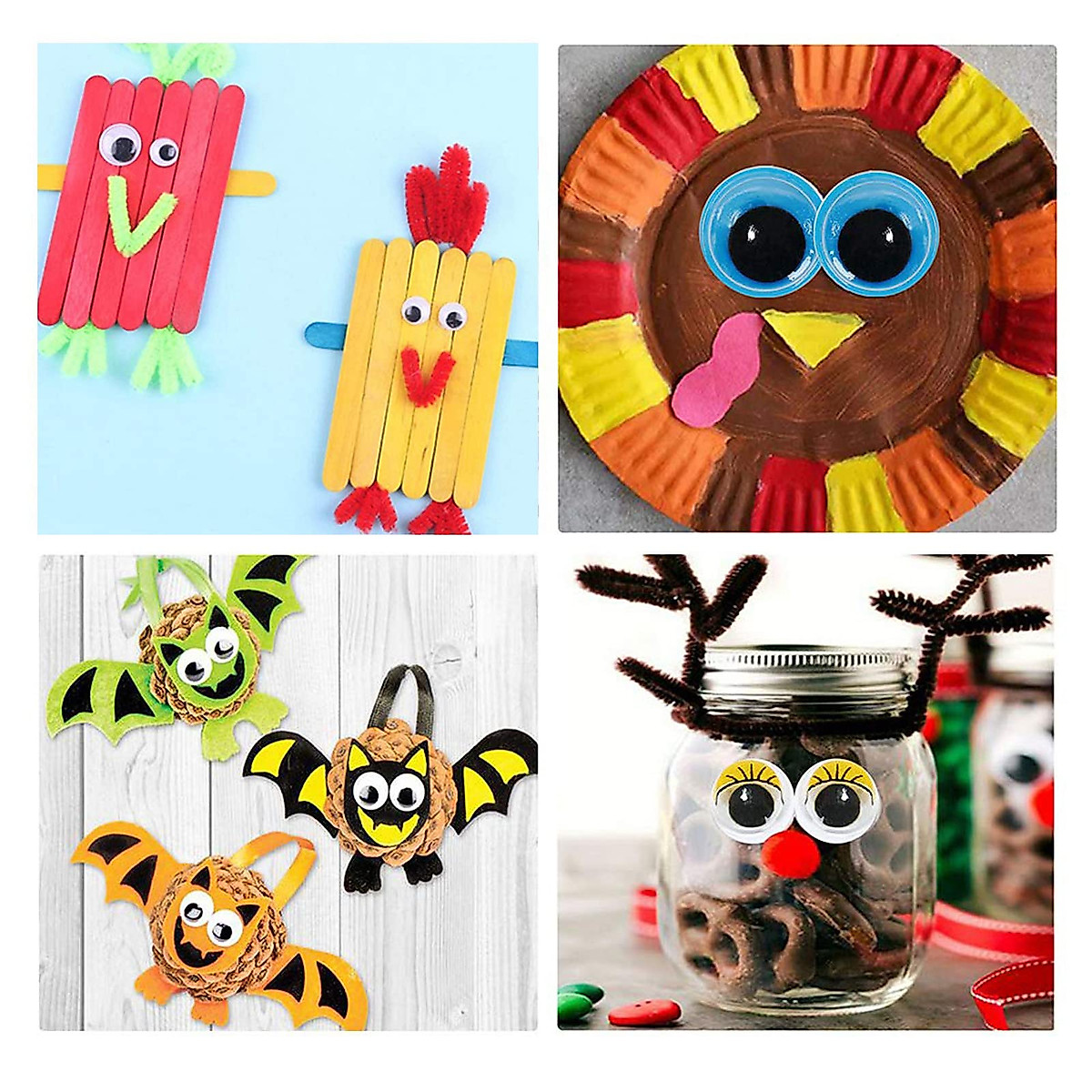 255PCS Wiggle Googly Eyes Self Adhesive Wiggle Eyes Halloween Horror Props for Halloween Accessories