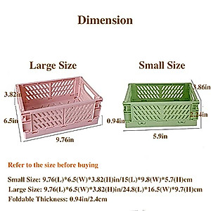 Kawaii Foldable Storage Bins Cute Macaron Colors Storage Bins for Teen Girls Desk Accessories Box Container Bedroom Dorm Storage and Organization Back to School Supplies (Small(5.9''L), Sage Green)