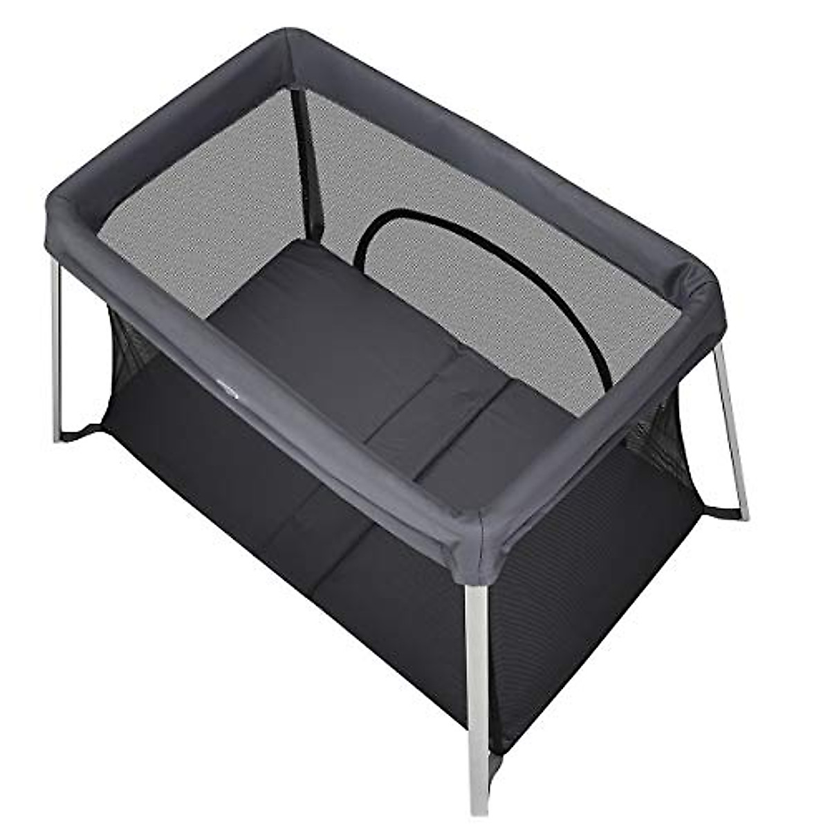 HONEY JOY Baby Travel Crib, Portable Pack and Play Travel Bassinet with Carry Bag, Lightweight Baby Playpen w/Washable Mattress, Side Zipper Door, Large Foldable Play-Yard for Infant Boy Girl (Gray)