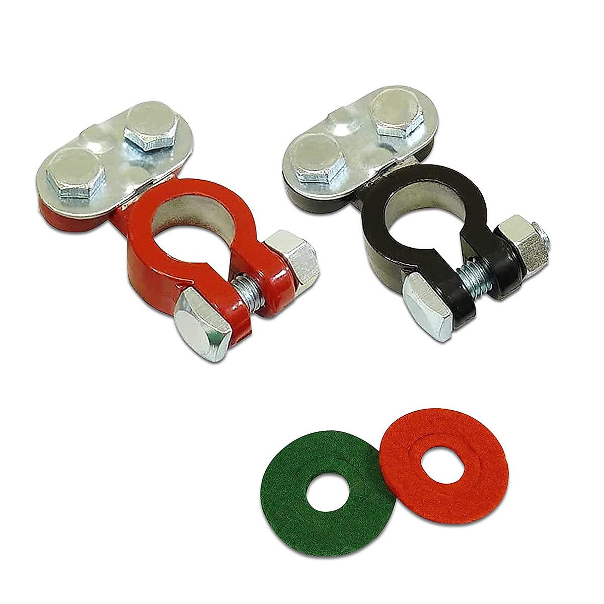 NGHEY Pack-2 Cables Terminal Connectors with 2 PCS Washers, Zinc Plated Cables Terminal Connectors Kit for Marine Car Boat RV Cables Accessories (Silver)