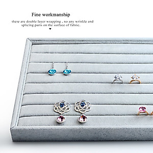 Oirlv Velvet 7 Slots Ring Earrings Studs Tray Showcase Display Jewelry Organizer