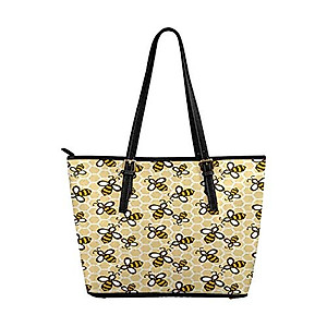 InterestPrint Top Handle Satchel HandBags Shoulder Bags Tote Bags Purse Cartoon with Honey Bees on the Comb