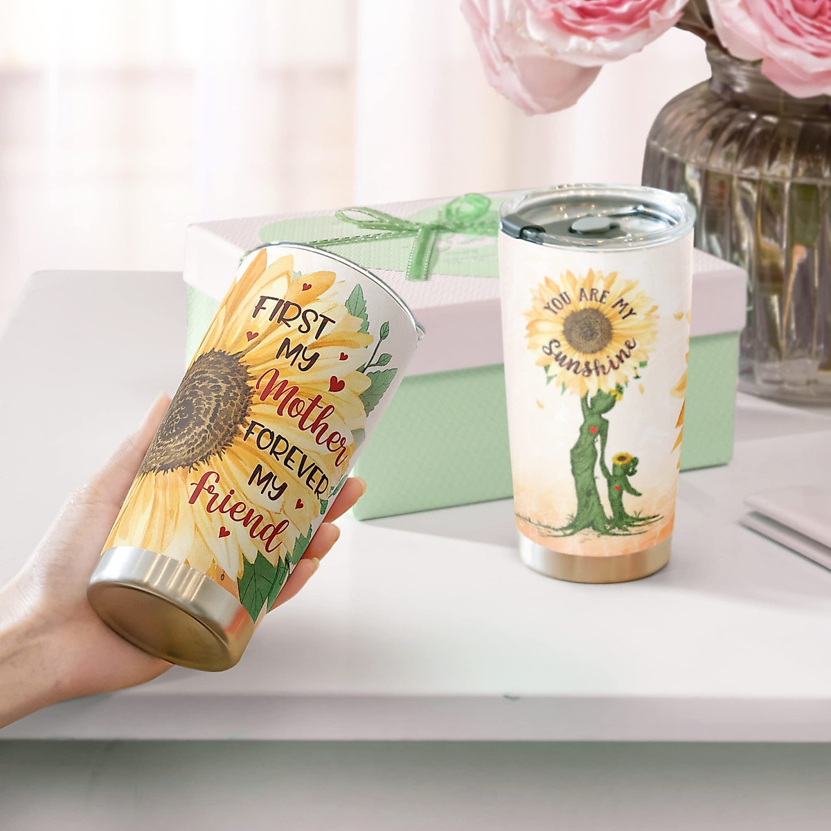 Macorner Mothers Day Gifts - Birthday Gifts for Mom & Mothers Day Gifts From Daughter Son - Mom Gifts From Kids Mother's Day Gifts For Mom - Stainless Steel Tumbler 20oz - Mom Gifts For Mother Day