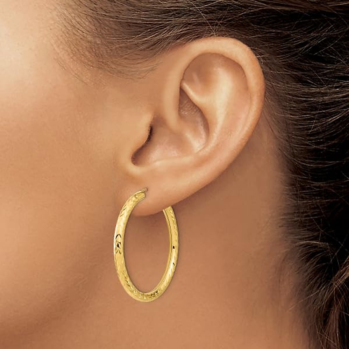 14K Yellow Gold Endless Round Hoop Earrings