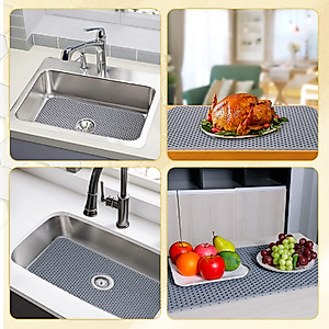Bestjing Silicone Sink Mat, Sink Protectors for Kitchen Sink with Center Drain, 26'' x 14'' Kitchen Sink Accessory, Non-Slip Heat Resistant Sink Mats for Bottom of Farmhouse Stainless Steel Sink