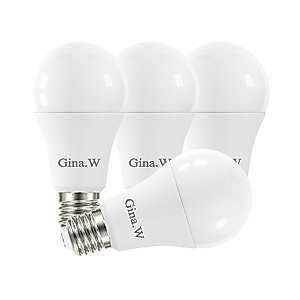 Gina.W led dimmable Light Bulbs 60 watt Soft White Light Bulbs,e26 Light Bulb 800 lumens led Light Bulbs A19 3000K ETL Listed 4 Pack