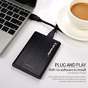 PANGQIE Portable SATA External Hard Drive HDD 2TB 1TB 500GB USB3.0 Ulra-Fast File Transfers (2TB, Black)