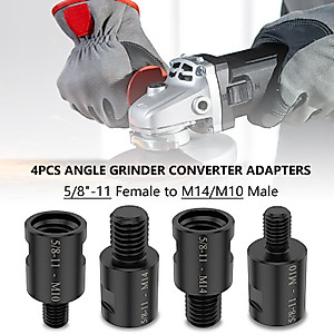 PTMTFYL 4 Pcs Angle Grinder Converter Adapters, 5/8"-11 Female to M14/M10 Male Angle Grinder Adapter Attachments, Thread Adapter Interface Connector for Angle Grinder Polisher