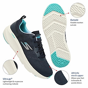 Skechers Women's GO Run Elevate-Double TIME Sneaker, Navy/Multi, 11