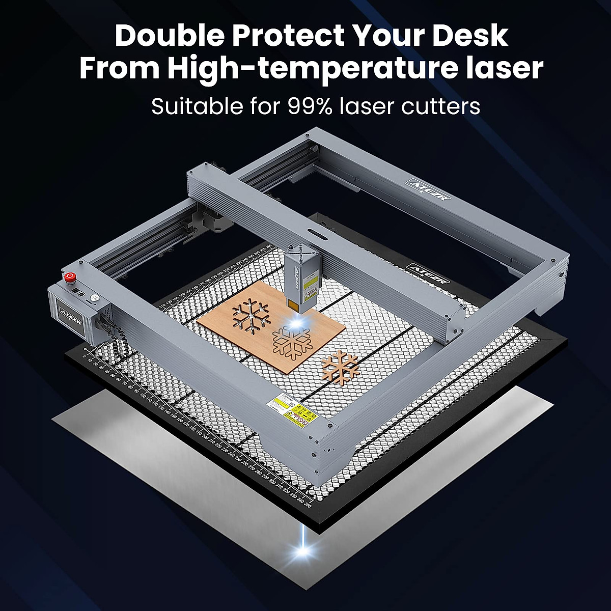 ATEZR 500x500mm Laser Honeycomb Work Table for Laser Engraving Machine, 20x20'' Honeycomb Bed for Fast Heat Dissipation, Bench Protection Compatible with All Laser Engraver Cutting