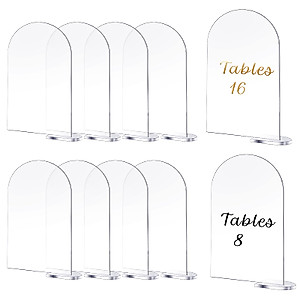 10 Sets Arch Acrylic Table Sign Clear Arch Acrylic Sign with Stand 3.7 X 5.6 Inch Blank Diy Acrylic Arch Sign Blank Wedding Table Signs for Wedding Table Numbers Menu Signs Bar List Sign
