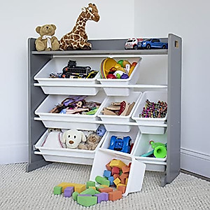 Humble Crew Inspire Toy Organizer with Shelf and 9 Storage Bins, Grey/White