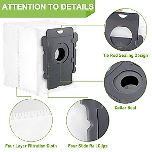 Replacement Bags for iRobot i & s & j Series Vacuum Cleaner i3 i3+(3550) i4 i4+(4552) i6 i6+(6550) i7+ i7Plus j7+(7550) i8+(8550) s9 s9+(9550) with Automatic Dirt Disposal Bags, 10 Pack - Grey