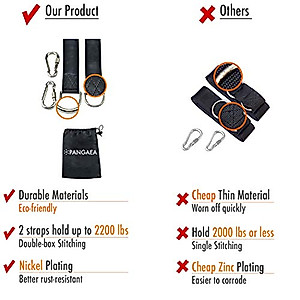 PANGAEA Tree Swing Hanging Straps Kit, 5FT/10FT/20FT/30FT, Heavy Duty Holds 2200LBS Extra Long, with Safer Lock Snap Carabiners & Carry Pouch Bag (5 FT)
