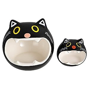 balacoo House- Plate Hedgehog/Chinchilla Cave Hideout Hamster Cat Pig Cartoon Cage Cooling Sand Specter with Guinea Pig/Ceramic and Supplies Adorable Summer Mini Pet Black, Tiny House Accessories