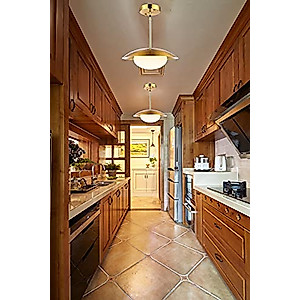 BAODEN Modern Pendant Lighting Set of 2 Industrial Hanging Light Brushed Brass Finished Dome Shades White Globe Glass Lampshade Light Fixture for Kitchen Island, Living Room, Dining Room