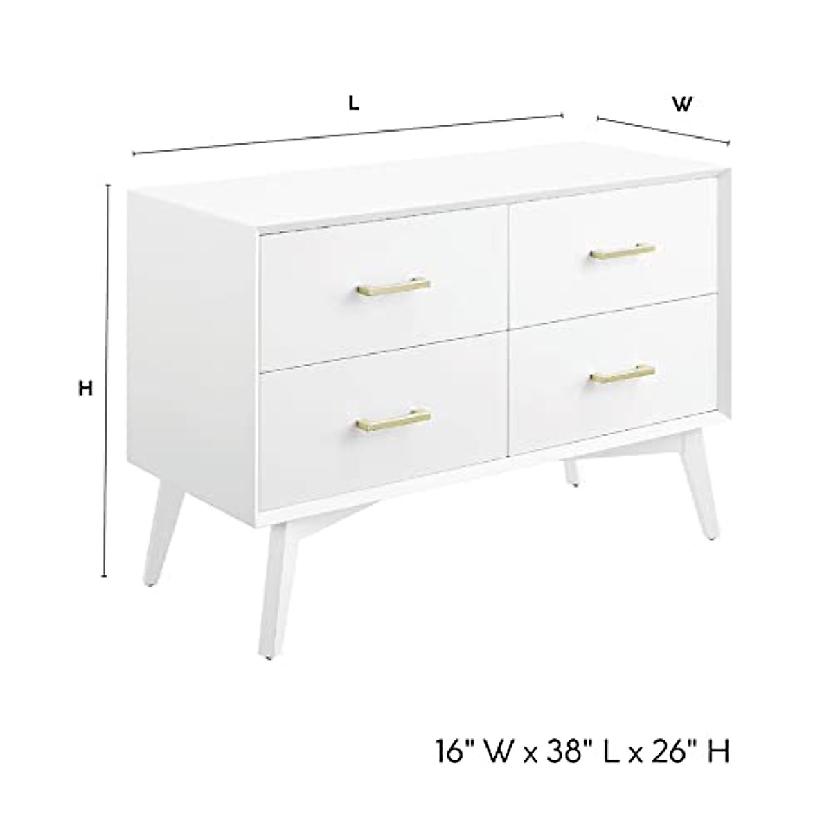 Classic Brands Canton 4 Drawer Wood Dresser - White