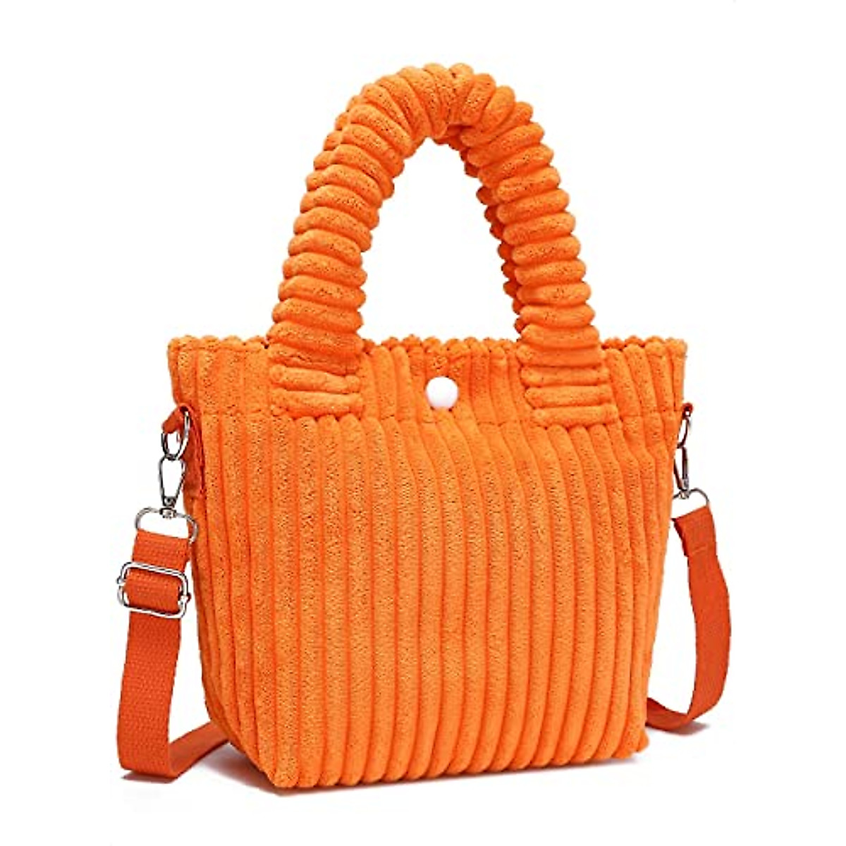 YIKOEE Mini Corduroy Tote Bag for Women Cute Small Tote Bags (Orange)