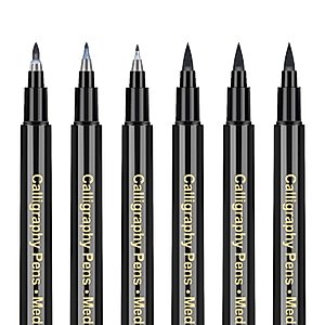 AKARUED Calligraphy Pens kits for Beginners - 6 Pack Calligraphy Pen, Modern Caligraphy Brush Pen Set for Writing, Journaling, Drawing, Letter for Adults, Markers, Hand Lettering Pens, Back To School