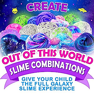 Original Stationery Galaxy Slime Kit, Fun Slime Set with Glow in The Dark Stickers, Dark Powder to Make Glitter & Galactic Slime!