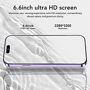 VINGVO Unlocked Smartphone, 2.4G 5G Dual Band WiFi 6.6 Inch HD Screen 7731E Quad Core 3G Dual SIM Mobile Phone for Business (Purple)