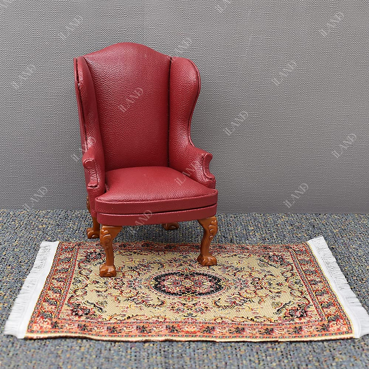 iLAND Miniature Dollhouse Accessories of Carpet for Dollhouse Furniture on 1/12 Scale and 3” - 12” Dolls, Woven Dollhouse Rugs 6” x 3.8” (2pcs Fragrance)