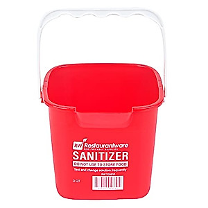Restaurantware Clean 3 Quart Cleaning Bucket, 1 Detergent Square Bucket - With Measurements, Built-In Spout & Handle, Red Plastic Utility Bucket, For Home Or Commercial Use