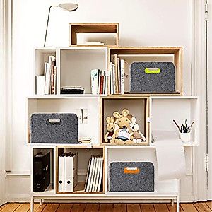 Welaxy storage basket Felt Foldable Drawer Organizer bin Cube Shelf Small box for Kids Toys Books Clothes Office Bedroom Closet Babies Nursery organizing（Charcoal
