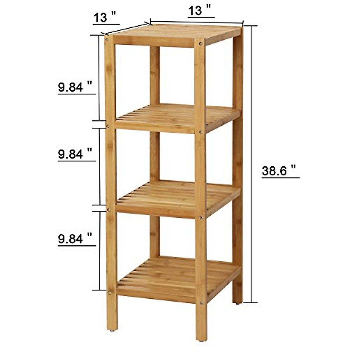 Peach Tree Bamboo Bathroom Shelf Stand Rack Kitchen Living Room Holder Plant Flower Stand Utility Storage Shelf (4-Tier)