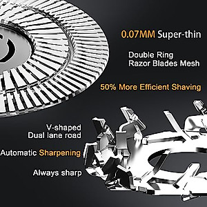 Phisco Electric Shaver Razor for Men Floating Rotary, IPX7, LED Display, Rechargeable, Dry/Wet, Pop-Up Beard Trimmer (Black)