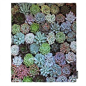 Moslion Soft Cozy Throw Blanket Pretty Verdant Cute Succulent Plants Cactaceae Fuzzy Warm Couch/Bed Blanket for Adult/Youth Polyester 30 X 40 Inches(Home/Travel/Camping Applicable)