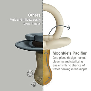 Moonkie Pacifiers Set of 2 | One-Piece Design Baby Pacifier with Large Air Holes | BPA-Free Safe Silicone Soother | 6 Months Up