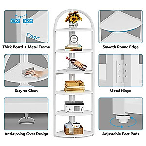 Tribesigns Corner Shelf, Tall Corner Bookshelf for Small Space, Rustic Plant Stand Display Rack for Living Room, Home Office, Kitchen