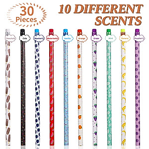 30 Pieces Scented Pencils Welcome Back to School Pencils Graphite Pencil Cylinder Wood Pencils with Fruit Elements School Stationery Party Reward Supplies for Students, 7.5 Inch (Multiple Style)