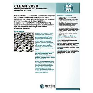 Master STAGES CLEAN2020/1G Clean 2020 Washing Compound for Ultrasonic and Immersion Washers, Pale Yellow, 1 gal Jug