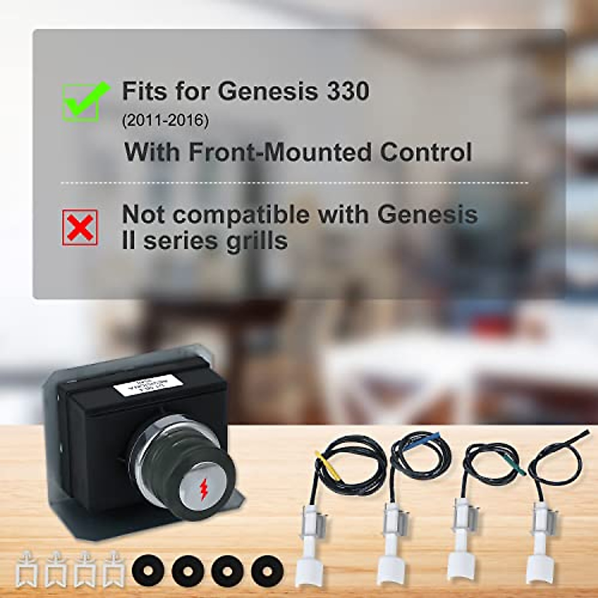 Apromise 7629 Grill Igniter Replacement - Upgraded Grill Igniters for Weber Genesis E/S/EP/CEP 330 Series Grills(2011-2016) with Front-Control | 4 Outlets