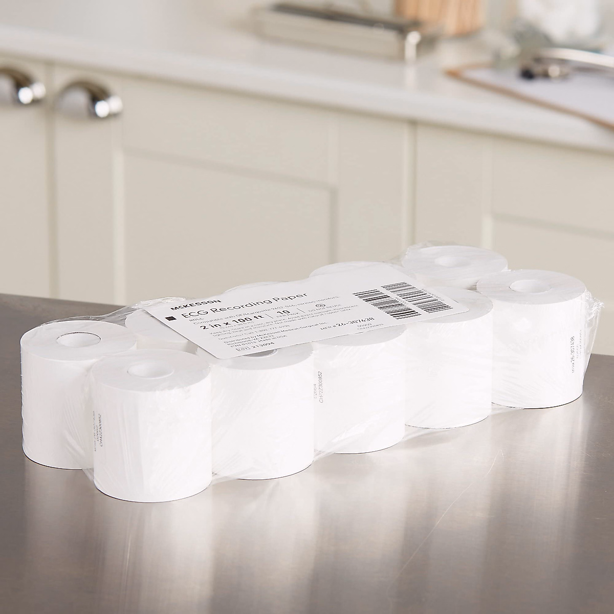 McKesson ECG Recording Paper, White Diagnostic Thermal Paper, 2 in x 100 ft, 10 Count, 1 Pack
