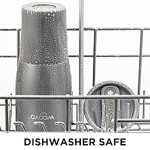 WOOVO 30 oz Tumbler with Lid and Straw - Insulated Double Wall Stainless Steel Water Bottle with SIlicone Boot - BPA Free Dishwasher Safe Tumbler, Reusable 30oz Travel Cup Stay Hot Cold - Black