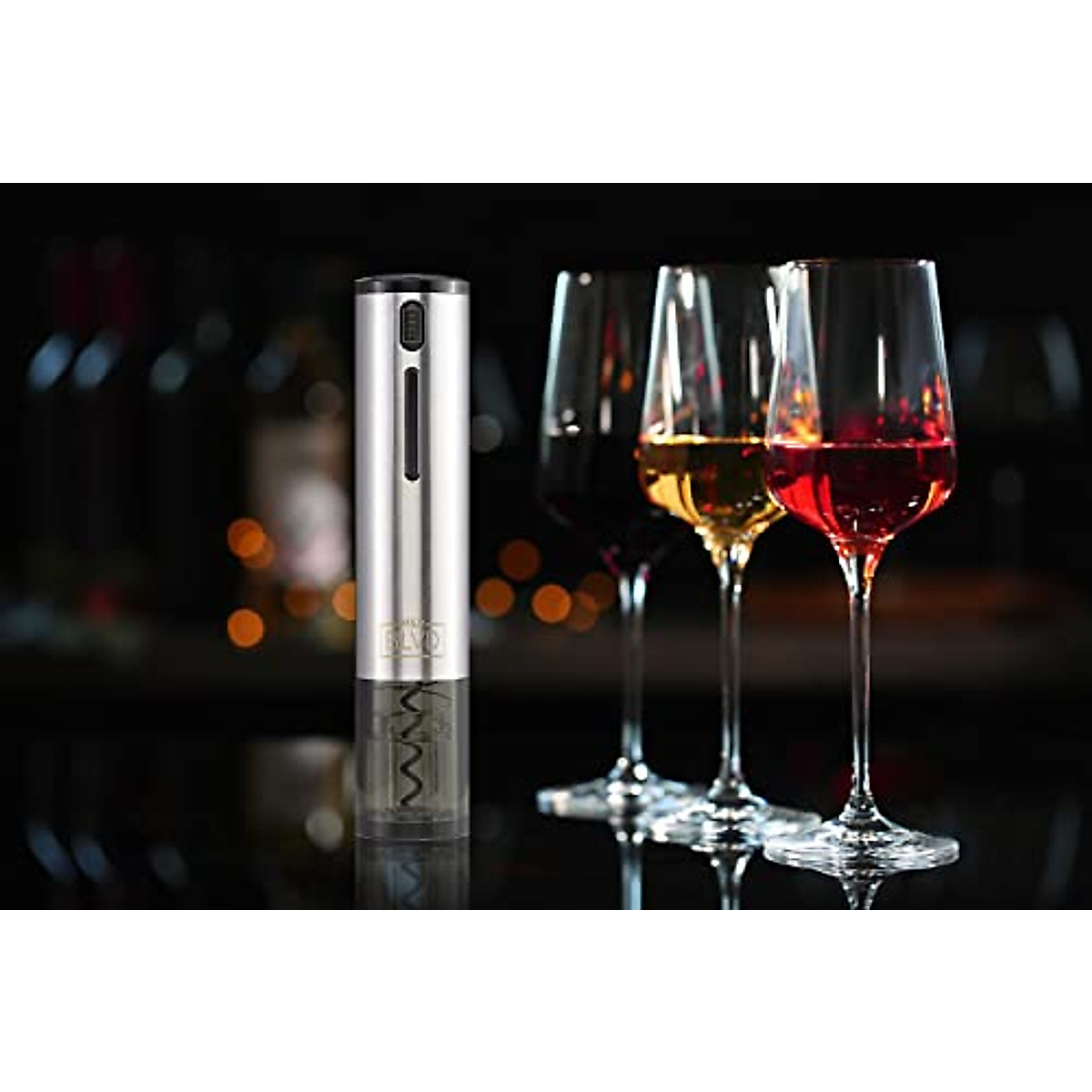 Electric Wine Bottle Opener by M&R Blvd. - Deluxe Rechargeable Stainless Steel Electric Corkscrew, USB Charging Cable - Premium Bar Accessory & Wine Gift