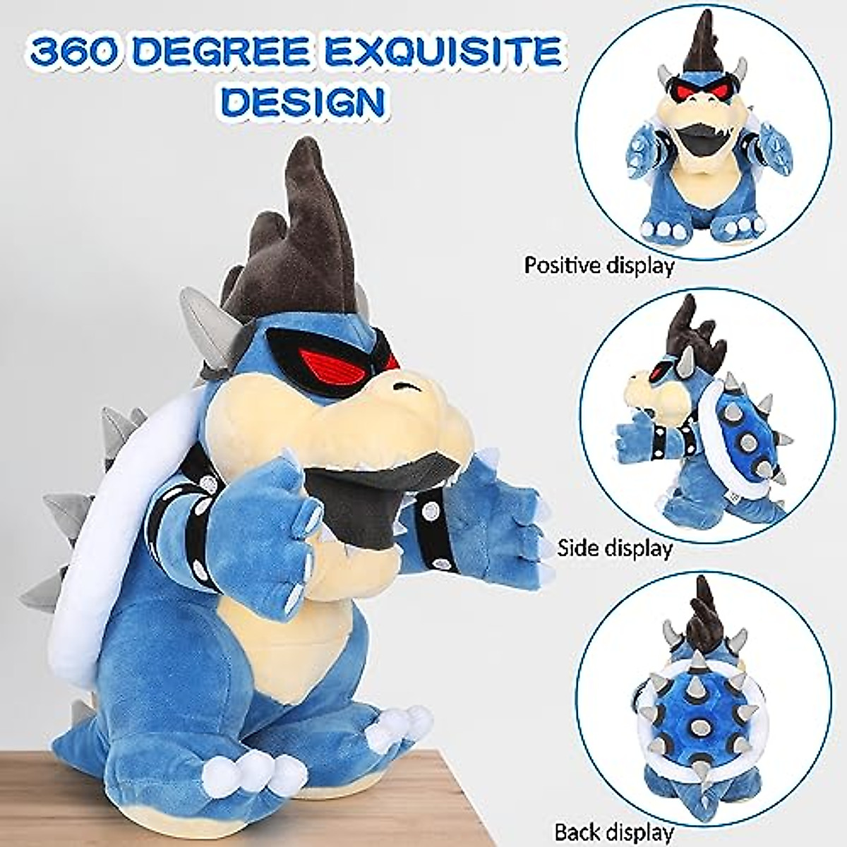 Meponsat Super King Plush Stuffed Animals, 11.4" Blue Cuddly Stuffed Plush Toy for Kids Boys Girls Birthday Gift