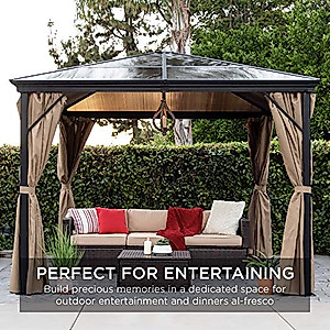 Best Choice Products 10x10ft Hardtop Gazebo, Outdoor Aluminum Canopy for Backyard, Patio, Garden w/Side Curtains, Mosquito Netting, Zippered Door