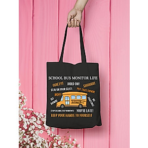 VAMSII Bus Monitor Tote Bag Bus Driver Appreciation Gifts Bus Monitor Life Shoulder Bag Grocery Bag (HANDS TO yourself Tote)